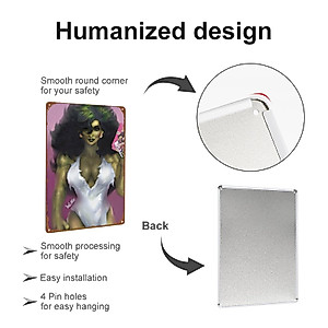 She-Hulk (John Bryne/The Savage She-Hulk inspo) Poster Sign Metal Tin Sign Wall Art Decor - Retro Sign for Home Decor Gifts - 8x12 Inch