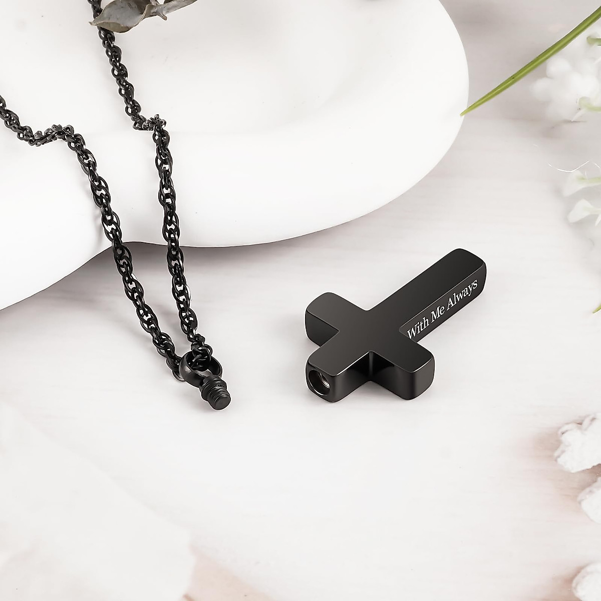 XIUDA Cremation Cross Necklace for Ashes Cross Urns Jewelry Locket Pendant Ashes Holder Stainless Steel Memorial Cremation Jewelry for Men Women