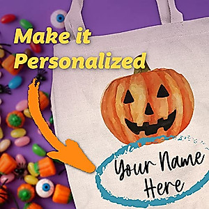 Pattern Pop - Personalized Halloween Tote Bag - Graphic Canvas Tote Bag - Personalized Candy Bag for Trick or Treat - 16” x 14.5” - Jack o’ Lantern