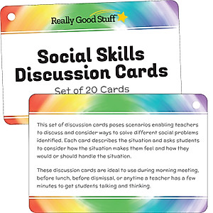 Really Good Stuff Social Skills Discussion Cards - Set of 20 Conversation Cards for Kids - Social Emotional Learning Activities for Understanding Social Rules and Developing Essential Social Skills