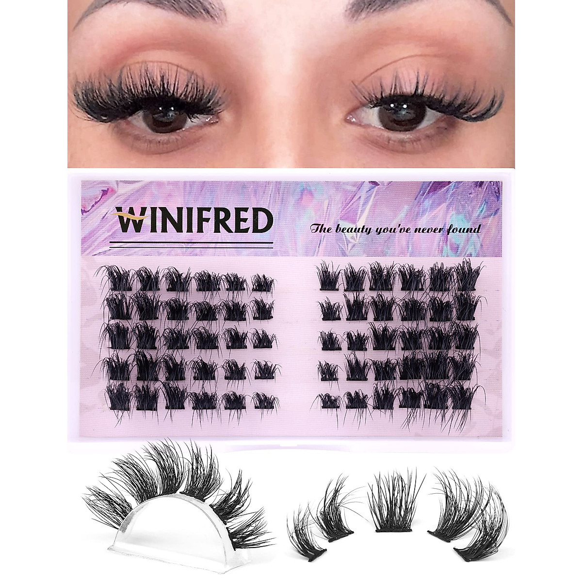 Individual Lashes Cluster Flat Lashes Mink Eyelashes Extension D Curly False Eyelashes Natural Look Wispy Fake Lashes DIY at Home 10mm-18mm Cluster Lashes by Winifred