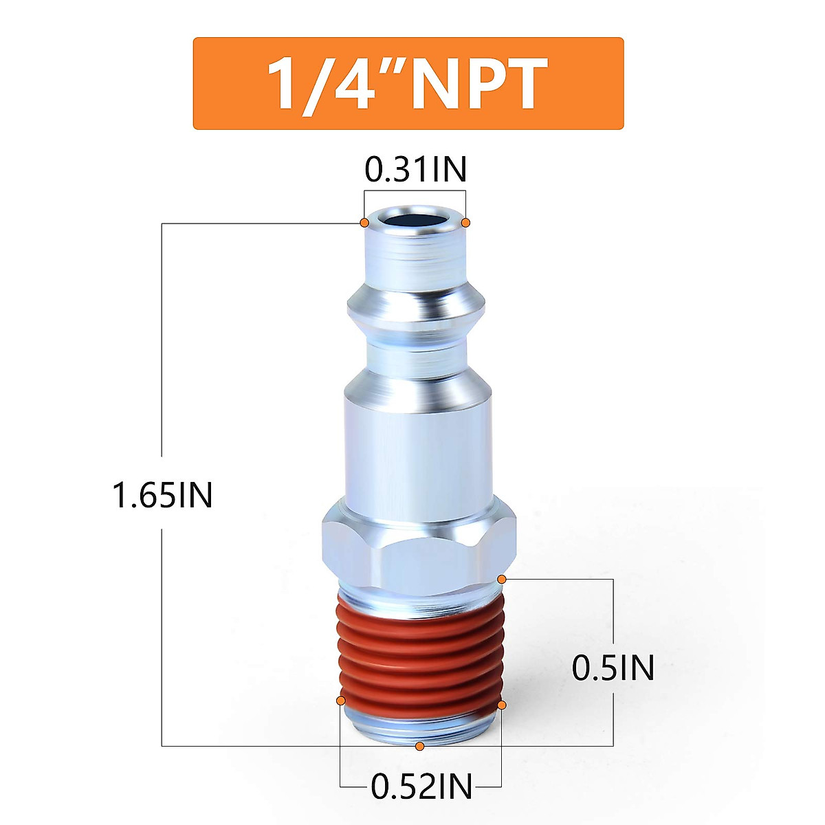 GASHER 1/4-Inch NPT Male Industrial Air Plug, Pneumatic Plugs 300PSI (20-Pack)