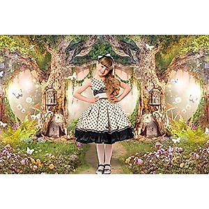 Leowefowa 7x5ft Vinyl Spring Backdrop Fairy Enchanted Flower Fairytale Forest Jungle Photo Background for Party Photoshoot Newborn Baby Kids Children Photography Studio Props Enchanted Forest Backdrop