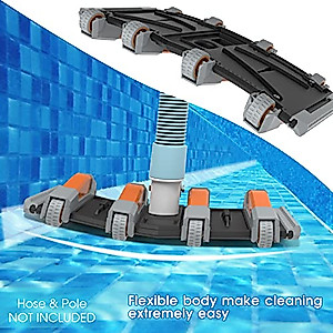 TidyMister Pool Vacuum Head with Non-Slip Wheels, Aluminum Handle and Stainless Steel Pin, Professional Weighted Flexible Vacuum Head for Inground Pools and Above Ground Pools