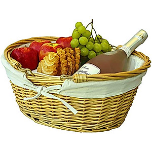Wicker Picnic Baskets | Little Red Riding Hood Basket for Kids | Hand Woven Wicker Great for Easter Basket | Storage of Plastic Cheap Easter Eggs Candy Gift Wedding Baskets (White)