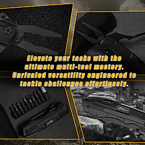 TLONER, IRAKILIS Series 10-K Pocket Size Multitool with Premium Stainless Steel Short Dagger, Hidden Pliers, Black Luxury Gift Box