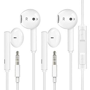 【2pack】 for iPhone Earphones with 3.5 mm Headphone Plug for Mic Call + Volume Control Earbuds in-Ear Headphone Headset Compatible with iPhone 6s / 6plus / 6 / 5s, Android, PC