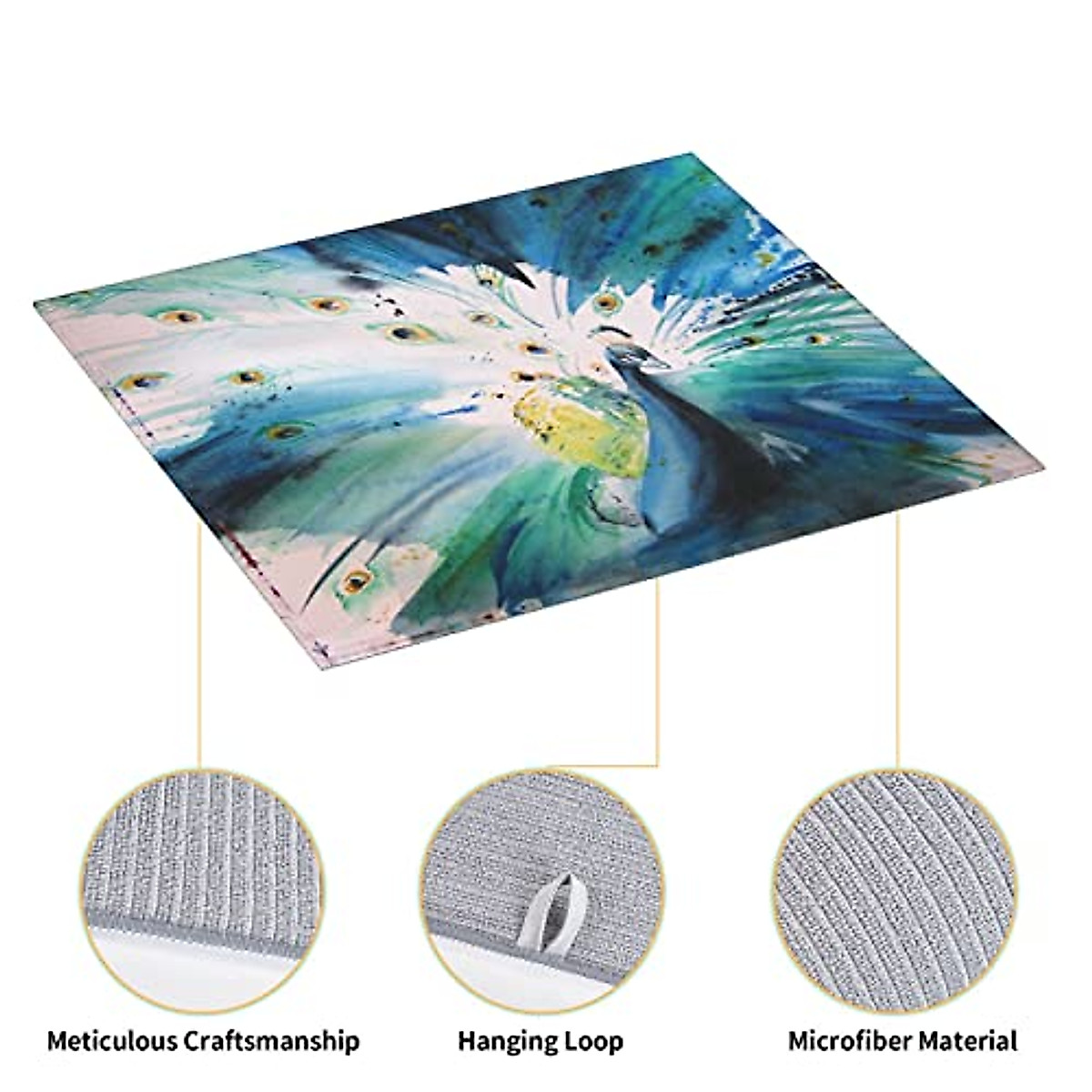 Peacock Spread Its Wings Printed Drying Mat For Kitchen Ultra Absorbent Microfiber Dishes Drainer Mats Non-Slip Silicone Quick Dry Pad - 18 X 16inch