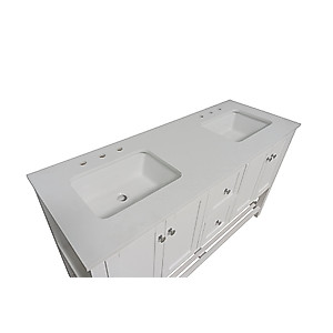 Kitchen Bath Collection Lakeshore 60-inch Double Bathroom Vanity (Engineered White/White): Includes White Cabinet with Engineered White Countertop and White Ceramic Sinks