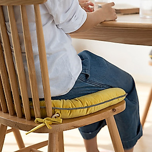 ZTGL Velvet Dining Chair Pads with Ties, Chair Pads for Dining Chairs, Non Slip Chair Pad Seat Cushion for Dinning Kitchen Patio Living Room, U-Shape, 16" x 16.5",Yellow,6 Count (Pack of 1)