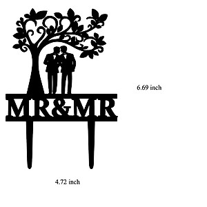 YzYbuaego Mr & Mr Wedding Cake Topper, The Gay Couple Standing and Kissing Under The Tree, Gay Wedding Cake Topper (Gay Tree)