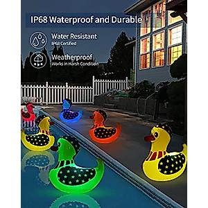LOGUIDE Floating Pool Lights,16 Inch Colors Changing LED Inflatable Duck Float Lights Waterproof with 2 Pack Remote for Pond Pool Beach Garden Backyard, Decorative Night Light, Christmas Event Party