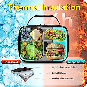 Hairao Boys Lunch Box Leather Lunch Box, Kids Lunch Bags Waterproof Thermal Insulated Cooler Bag Toy Bag for Boys Girls Kids Toddlers Teens school gift