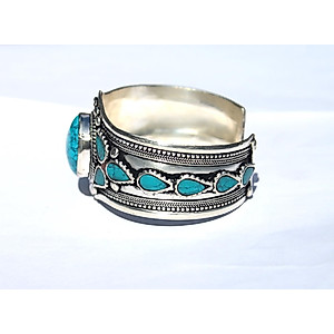 Multi-Stone Blue Stabilized-Turquoise Adjustable Cuff Bracelet | Unique Boho Jewelry for Men & Women