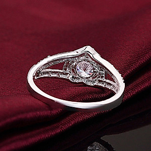 Trendy Jewelry Rings,Joint Rings,Stackable Knuckle Finger Rings, Mid Finger Rings,Statement Ring,Gift for your Love,Women 925 Sterling Silver Crystal Love Heart Shaped Ring Bridal Wedding Jewelry (Silver, US 6)