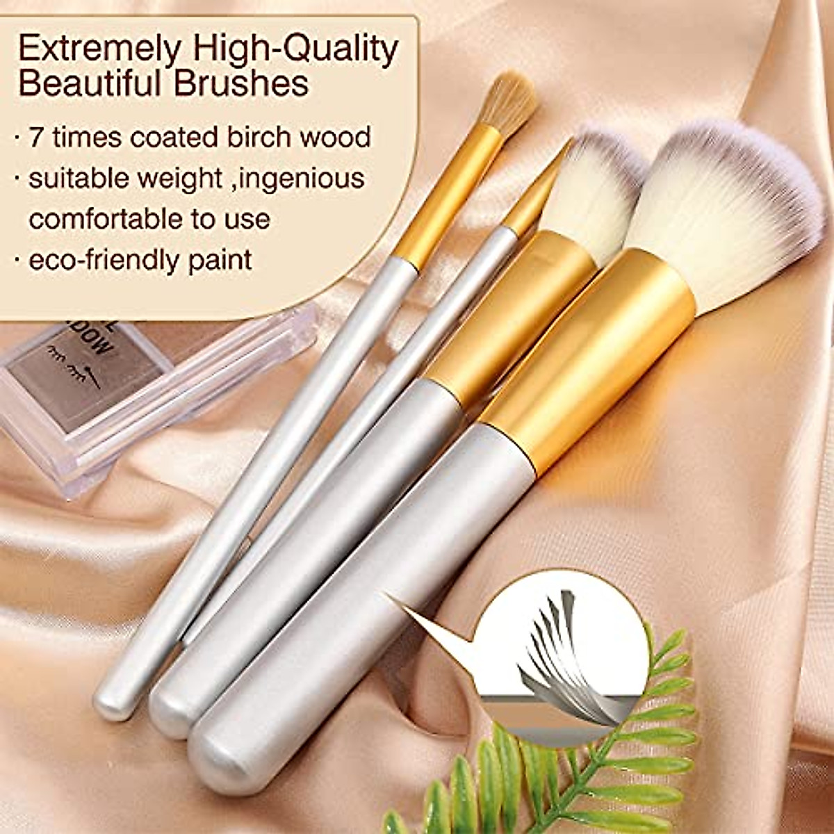 Make up Brushes, VANDER 24pcs Premium Cosmetic Makeup Brush Set for Foundation Blending Blush Concealer Eye Shadow, Cruelty-Free Synthetic Fiber Bristles, Travel Makeup bag Included, Champagne