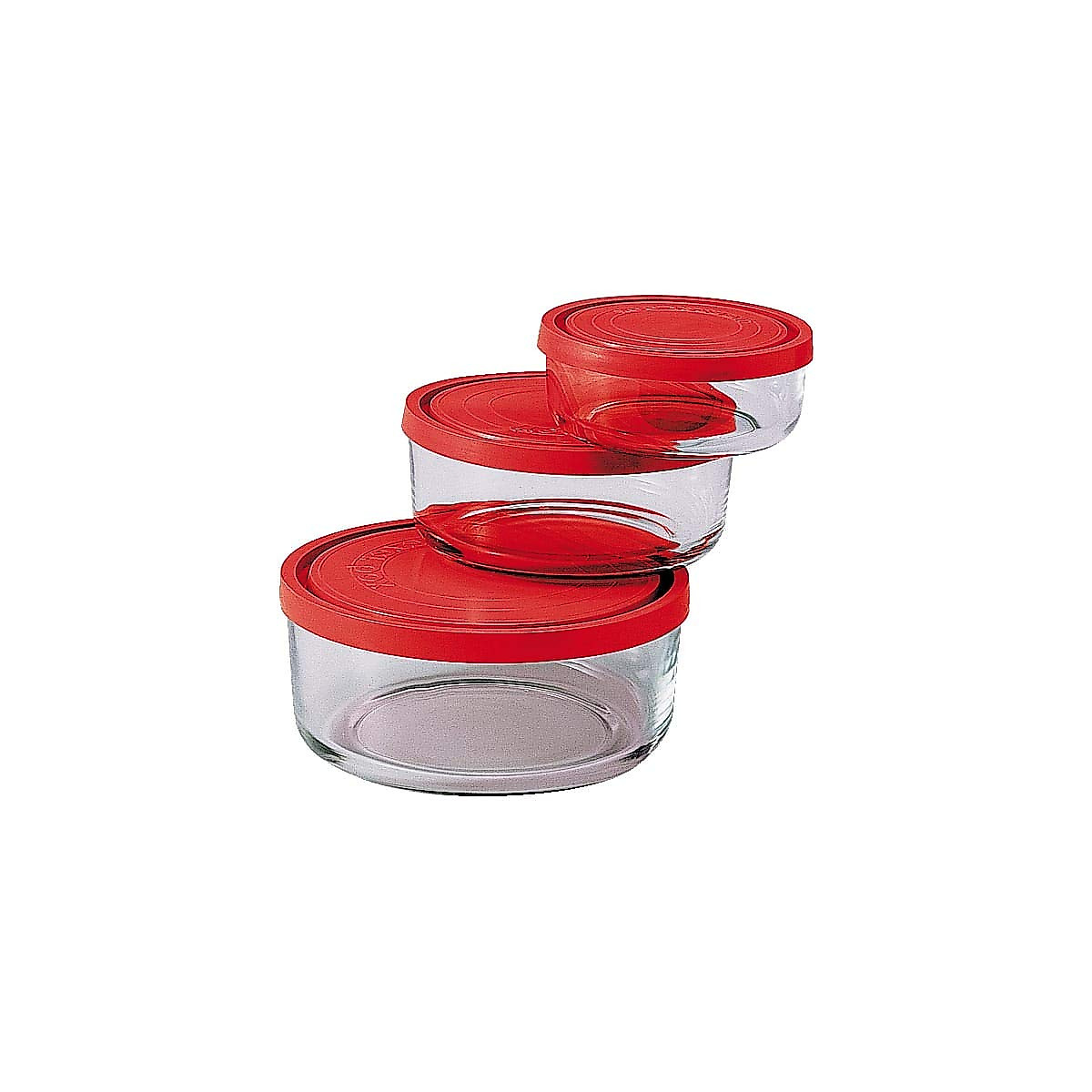 Bormioli 226017-s02 Gelo Box Storage Glass Jar with Lid Set of 3 Red