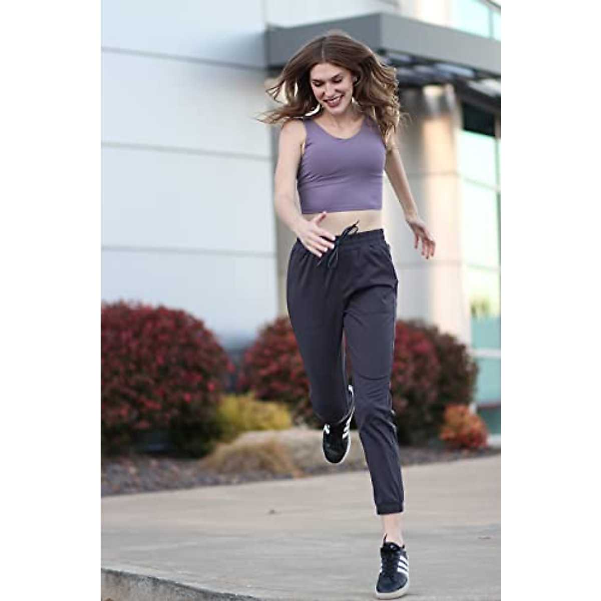 G4Free Joggers Pants for Women Stretch Golf Comfy Travel Pants with 4 Pockets for Casual Lounge Workout (Black,M,28")