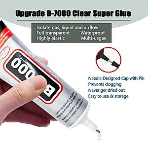 2pcs x 110ML B7000 Rhinestone Glue Clear, Upgrade B7000 Glue Multi-Function Adhesive Jewelry Glue for Jewelry Repair, Metal Stone Crafts, Fabric, Shoes, Wood Glass Bead with Dotting Pens and Tweezers