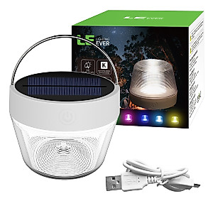 Lighting EVER Solar LED Camping Lantern, Portable Table Lamp, RGB Storage Box, USB Rechargeable Tent Light for Outdoor, Hiking, Fishing, Emergency and More