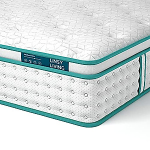 LINSY LIVING 12 Inches King Size Mattress, Hybrid Mattress King with Gel Infused Memory Foam and Innersprings, Motion Isolation, Pressure Relief, Mattress in A Box, Made in USA