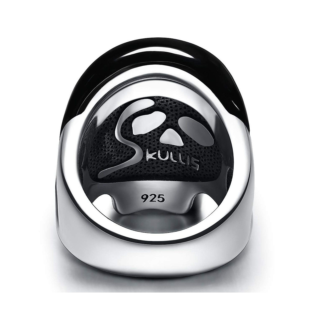 Skullis Signature Gem Skull Ring, Black Obsidian Carved Crystal Skull and 925 Sterling Silver Jewelry (10.5)