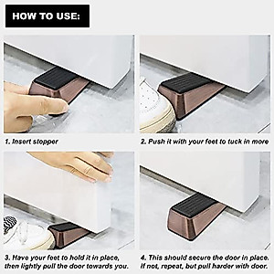 AD Set of 2 Heavy- Duty Metal Door Wedge Stoppers with Rubber Surfaces for Anti- Scratch & Anti- Slip, Suits for Any Door and Any Floor (Copper)