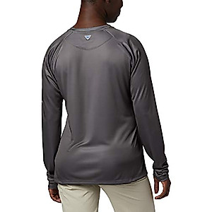 Columbia Women's Tidal Tee PFG Printed Medallion Long Sleeve Shirt, City Grey/New Mint, 2X