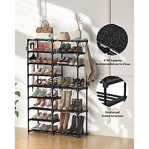 TIMEBAL 9 Tier Shoe Rack Storage Organizer for Entryway and Closet, 32-40 Pairs Shoes Shelf Organizer, Large Shoe Shelf for Boot & Shoe Storage, Stackable Shoe Rack for Garage (9 Tiers 2 Rows, Black)