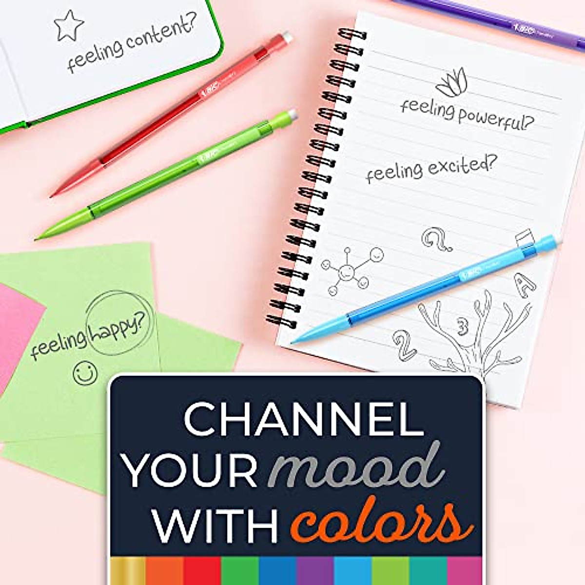 BIC Color Cues Mechanical Pencil Set (MPUA60-AST), 60-Count Pack, Black, Fun Color Pencils for School, Perfect for School Supplies