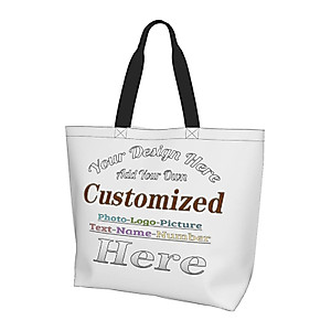 Personalized Beach Bags Custom Totes Bag For Women Custom Bags With Your Logo Text Name Image Photo Customizable Tote Bags For Shopping Travel Beach Work