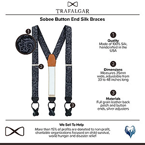 Trafalgar Men's Sobee Silk Button End Braces (Suspenders), Black