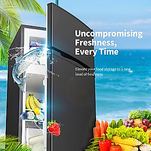 Tehanld 3.4 Cu.Ft Mini Fridge for Bedroom Office Dorm, 2 Door Small Refrigerator Freezer, Mini Compact Fridge with Adjustable Thermostat, Low Noise, Energy Saving, Black