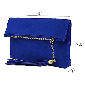 JNB Women's Microsuede Foldover Mini Pouch (Royal Blue)