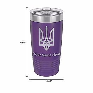 LaserGram 20oz Vacuum Insulated Tumbler Mug, Flag of Ukraine, Personalized Engraving Included (Dark Purple)