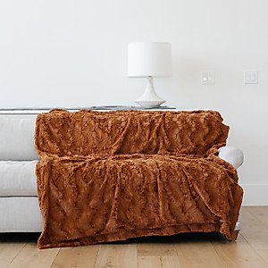 GRACED SOFT LUXURIES Throw Blanket Oversized Softest Warm Elegant Cozy Decorative Thick Faux Fur for Couch, Sofa, Bed, Living Room, Home (XL 60" x 80", Camel)