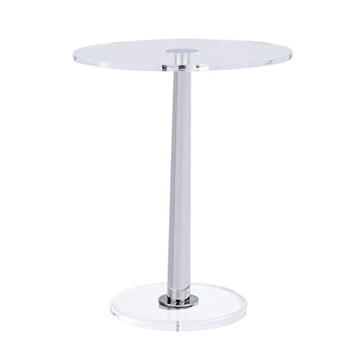 MEETLAKE Clear Acrylic Table with Cone Metal Pole (Large, Silver) …