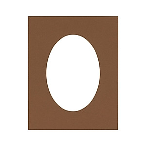 12x16 Mat Bevel Cut for 10x13 Photos - Precut Aged Oak Brown Oval Shaped Photo Mat Board Opening - Acid Free Matte to Protect Your Pictures - Bevel Cut for Family Photos, Pack of 1 Matboard