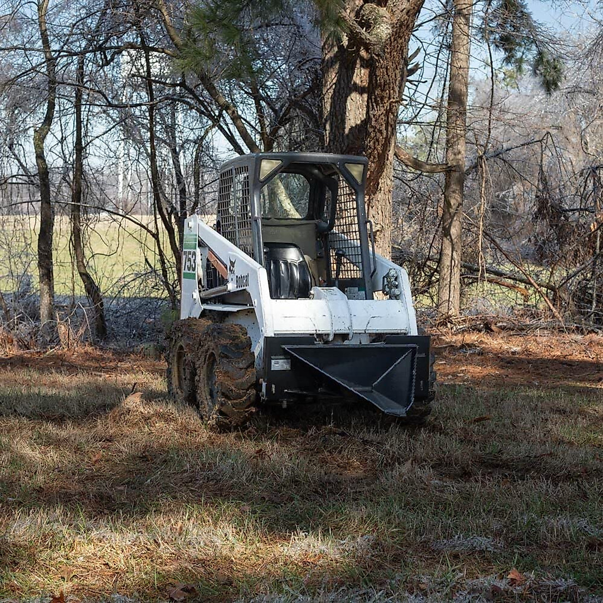 Titan Attachments Economy Series Skid Steer Stump Bucket Tree Scoop, Universal Quick Tach, HD Serrated Leading Edge, Ideal for Ripping Roots & Removing Smaller Tree Stumps, Light Construction