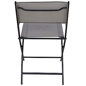 BTEXPERT 3-Piece Patio Bistro Dining Furniture Set Portable Folding Picnic Table Two Chairs Outdoor Foldable Gray for Backyard Porch Party RV Event Camping Commercial Grade Tempered Glass No Assembly