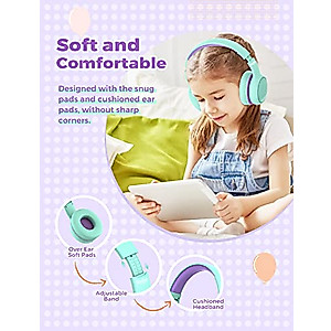 gorsun Premium Kids Headphones with 85/94dB Volume Limited, Wireless Headphones for Kids for School, Kids Bluetooth Headphones Over Ear with Built-in Microphone, Wired/Wireless, Adjustable (Green)