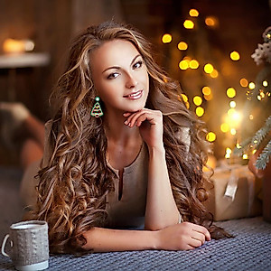 CEALXHENY Beaded Christmas Earrings for Women Handmade Bead Xmas Tree Santa Clause Wreath Candy Cane Drop Dangle Earrings Festive Holiday Earrings Christmas Gifts (Christmas Tree)