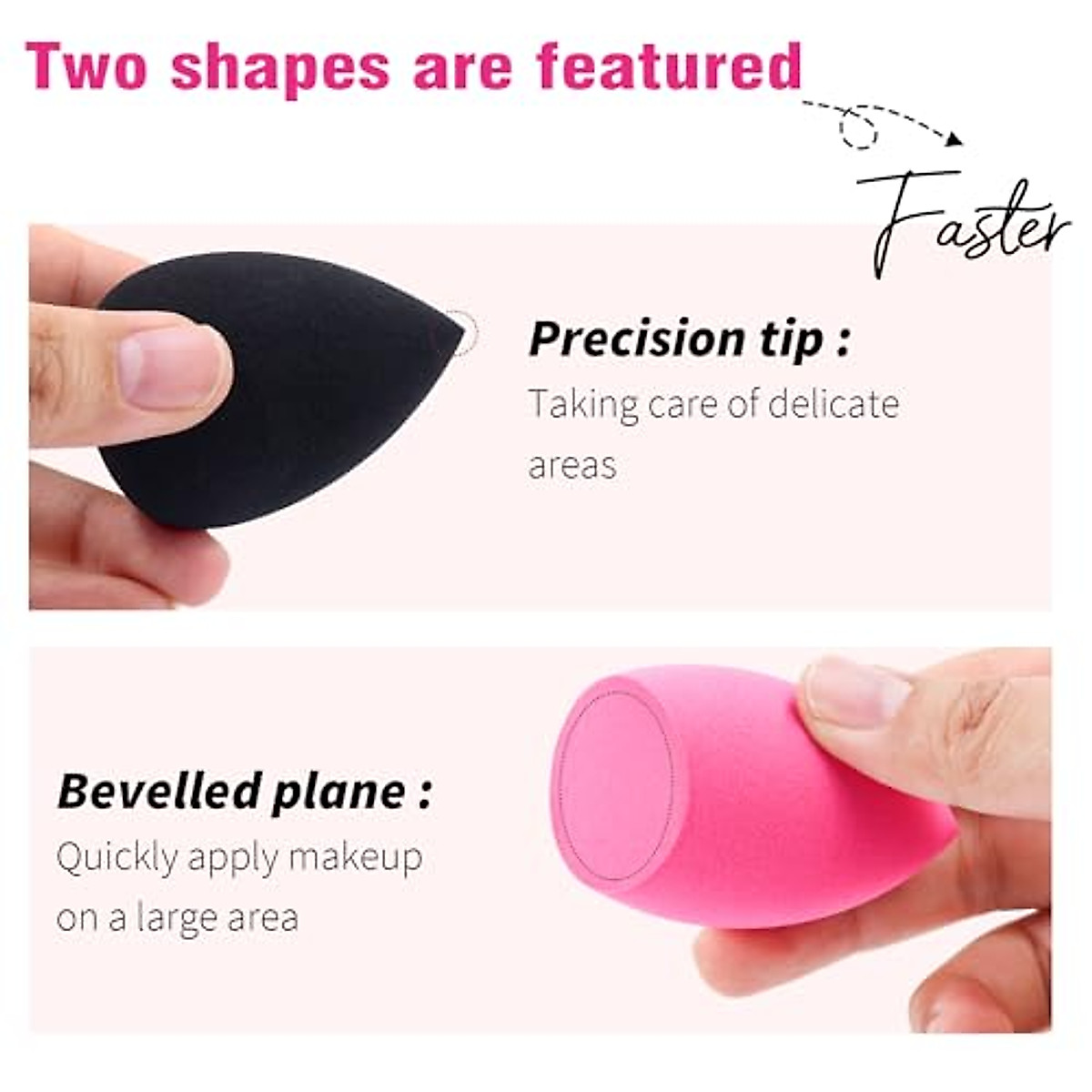 Foonbe 3Pcs Soft Makeup Sponges Set for Liquid Foundation, Cream, and Powder | Latex Free Blender Beauty Sponge | Durable Foundation Puff | Dry & Wet Use Make up Sponges for Face, Beauty Gift Set