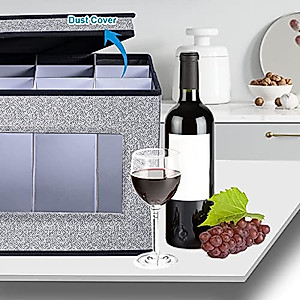 Stemware Storage Cases 2 Pack, Wine Glass Storage Box with Dividers,Hard Shell Stackable China Storage Containers for Glassware or Crystal,Holds 12 Wine Glasses,Moving Boxes (White and Black)