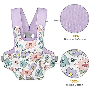 GAGAKU Baby Doll Carrier for Kids Stuffed Animal Carrier Reborn Baby Carrier with Adjustable Straps for American Girl Doll Bitty Baby Doll Accessories - Purple (Flowers)