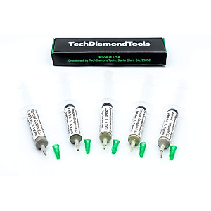 TechDiamondTools Diamond Polishing Compound Kit of 5 Polishing Paste USA Made 400 1200 4000 14000 50000 Grit for Marble Glass Metal Rock Jewelry Resin Silver Gemstone with 10% of Diamond Powder