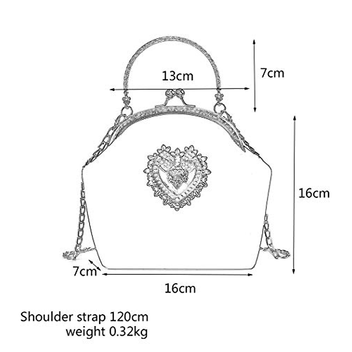 KRUIHAN Womens Handbag Retro Evening Bag Gorgeous Heart Design Bridal Wedding Party Purse Wine Red