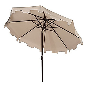 Safavieh Outdoor Collection Zimmerman Crank Market Umbrella with Flap