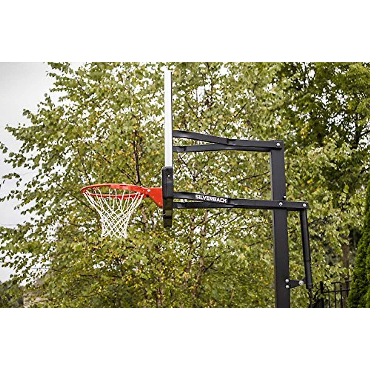 Silverback 60" In-Ground Basketball System with Adjustable-Height Tempered Glass Backboard and Pro-Style Breakaway Rim