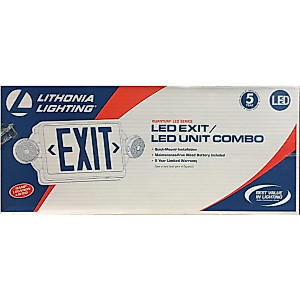 Lithonia Lighting Quantum Red LED Combo Exit/Emergency Light with Back-Up Battery, White #LHQMSW1R 120/277